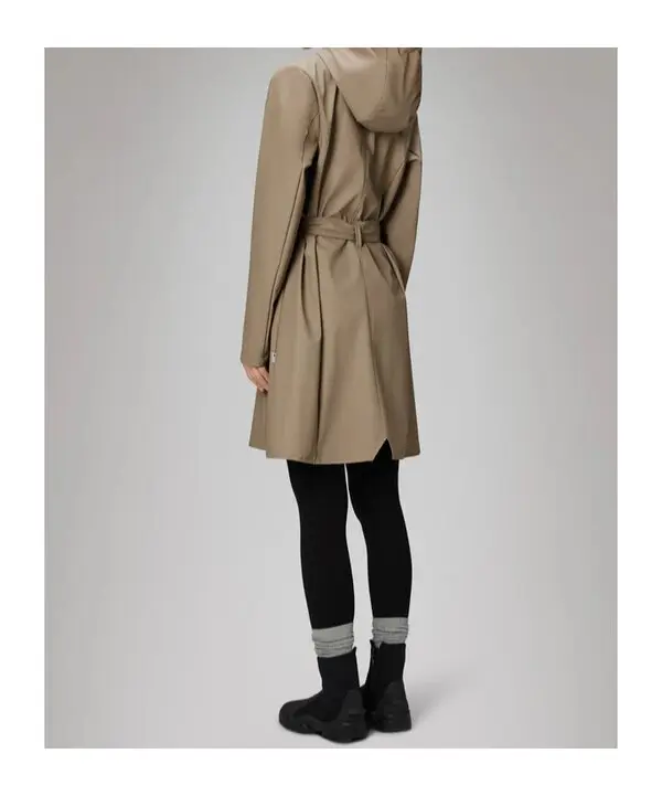 Rains Zipper Hooded Raincoat With Belt
