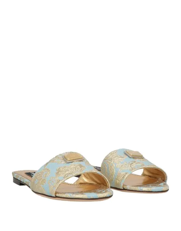 Dolce & Gabbana Floral Print Metallic Jacquard Slide Sandals
