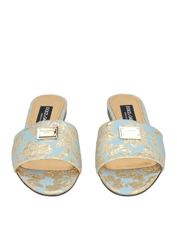 Dolce & Gabbana Floral Print Metallic Jacquard Slide Sandals