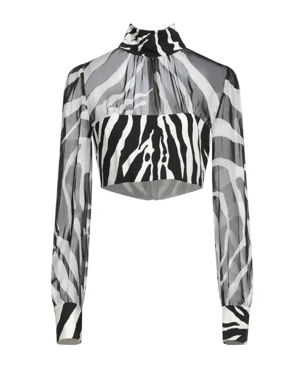 Dolce & Gabbana Zebra-print Cropped Turtleneck Top