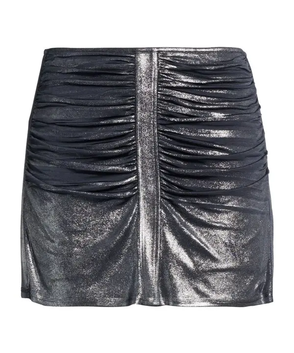 DIESEL® Metallic Ruched Pencil Skirt - Gun Gray