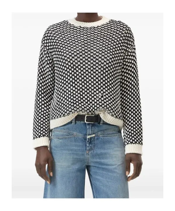 Closed Crew-neck Patterned Sweater