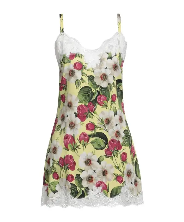 Dolce & Gabbana Floral Print Sweetheart Neckline Lace Trim Camisole