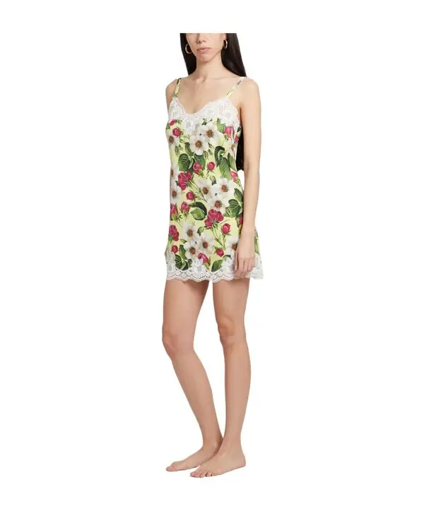 Dolce & Gabbana Floral Print Sweetheart Neckline Lace Trim Camisole