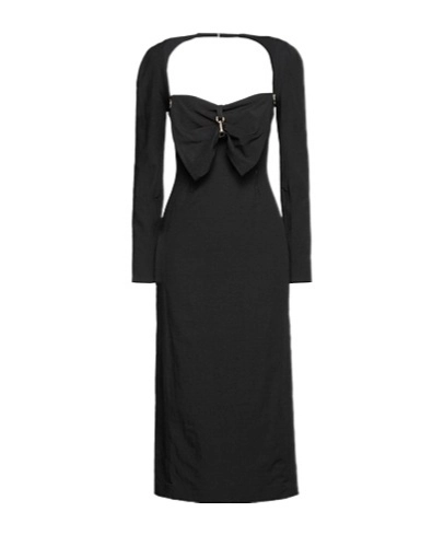 Jacquemus Flared Midi Dress With Bow Detail - Black