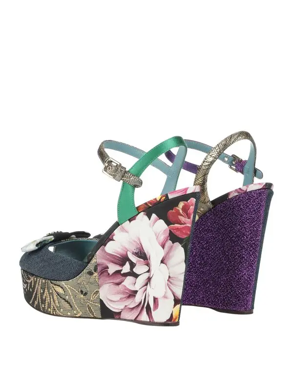 Dolce & Gabbana Floral Print Wedge Sandals