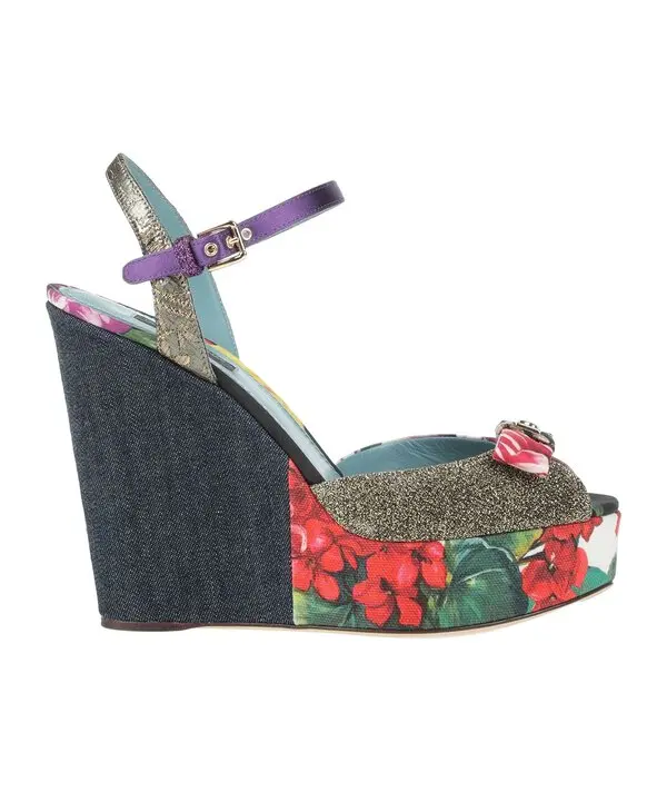 Dolce & Gabbana Floral Print Wedge Sandals - No