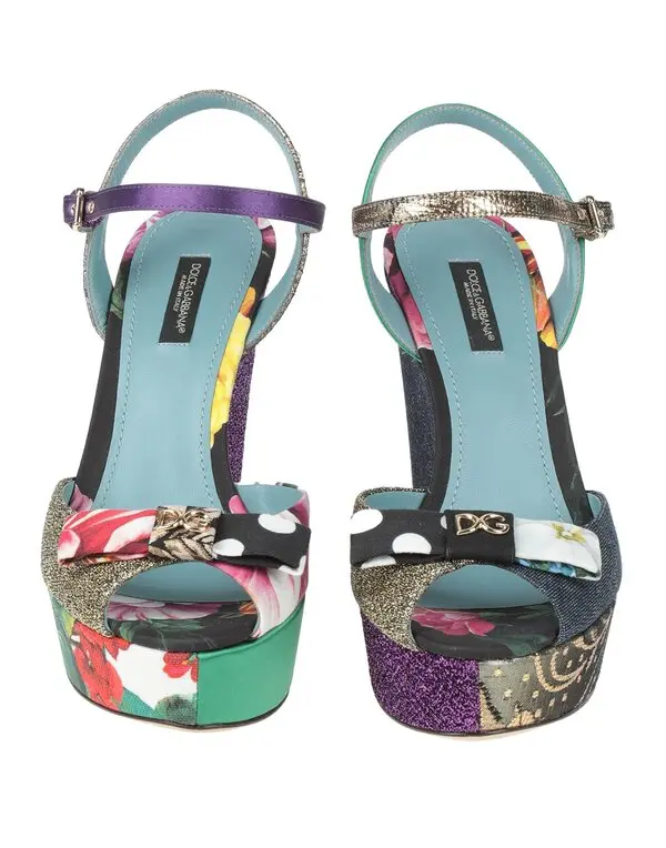 Dolce & Gabbana Floral Print Wedge Sandals