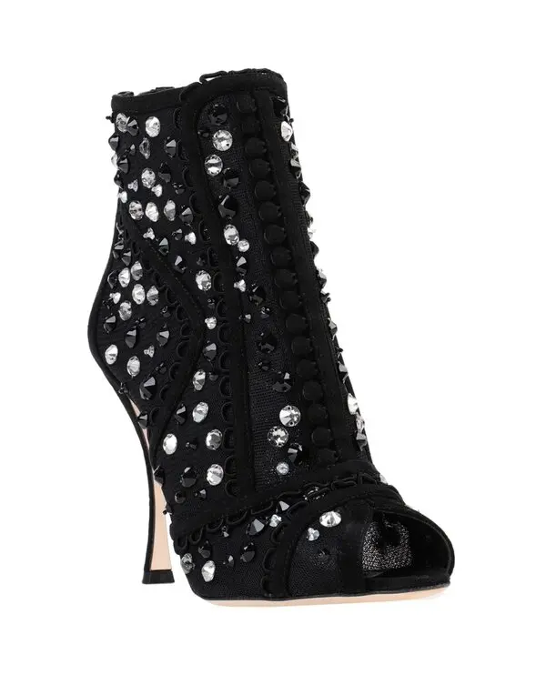 Dolce & Gabbana Embellished Peep-toe Ankle Boots