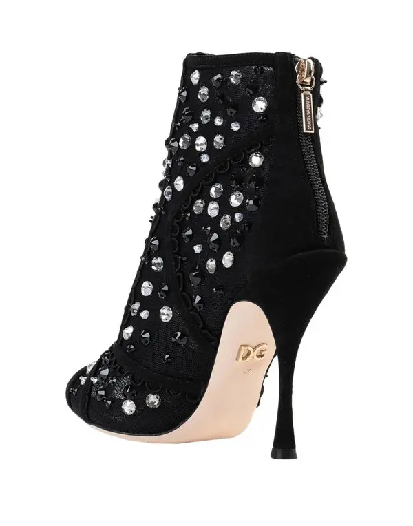 Dolce & Gabbana Embellished Peep-toe Ankle Boots