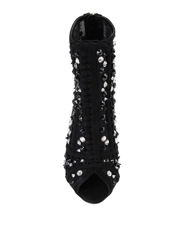 Dolce & Gabbana Embellished Peep-toe Ankle Boots