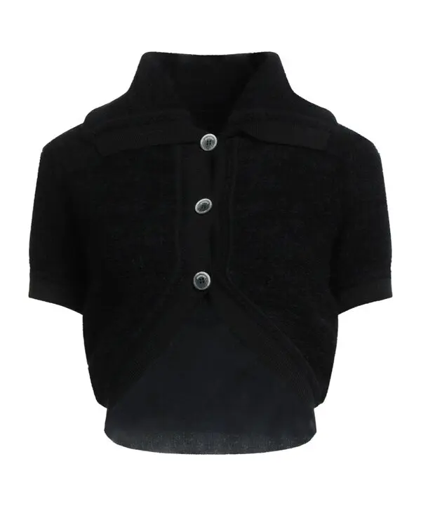 Jacquemus Two-tone Knitted Short-sleeve V-neck - Black