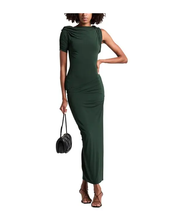 Jacquemus Draped Sleeveless Boat Neck Sheath Dress