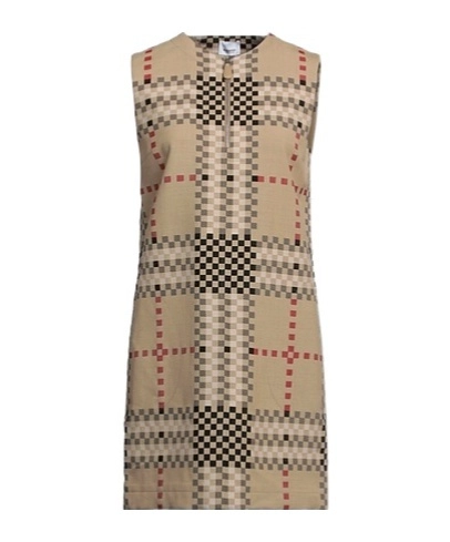 Burberry Plaid Jacquard Sleeveless Dress - Beige