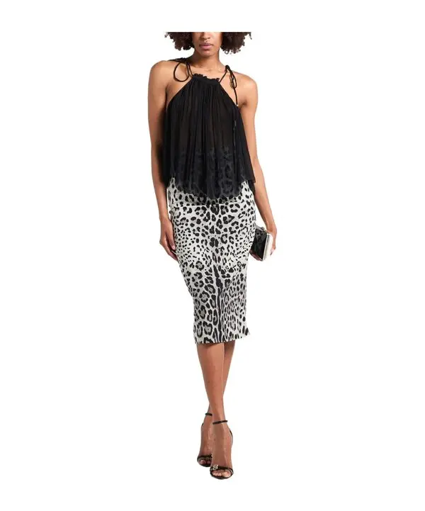 Dolce & Gabbana Leopard Print Crepe Pencil Midi Skirt