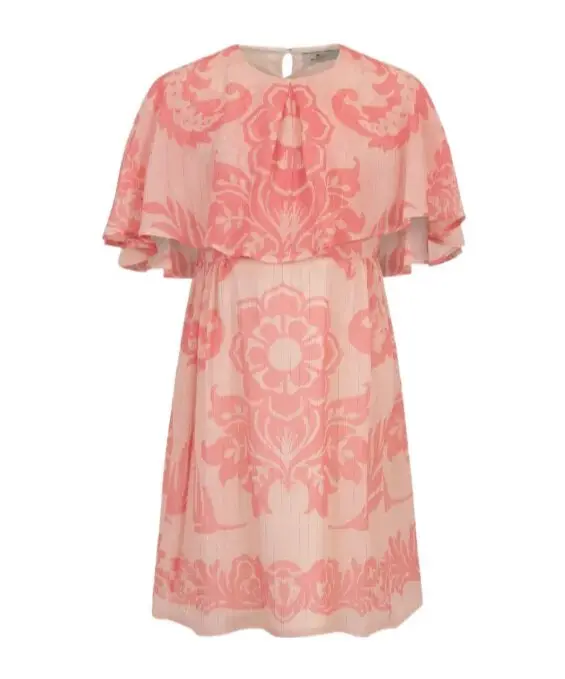 Etro Georgette Dress With Placed Floral Print And Tiered Design
