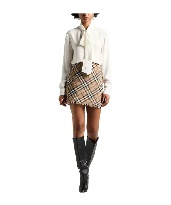 Burberry Silk Crepe Bow Blouse