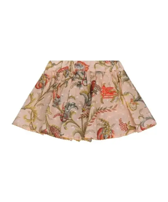 Etro Cotton Dotted Swiss Culottes With Leafy Floral Print