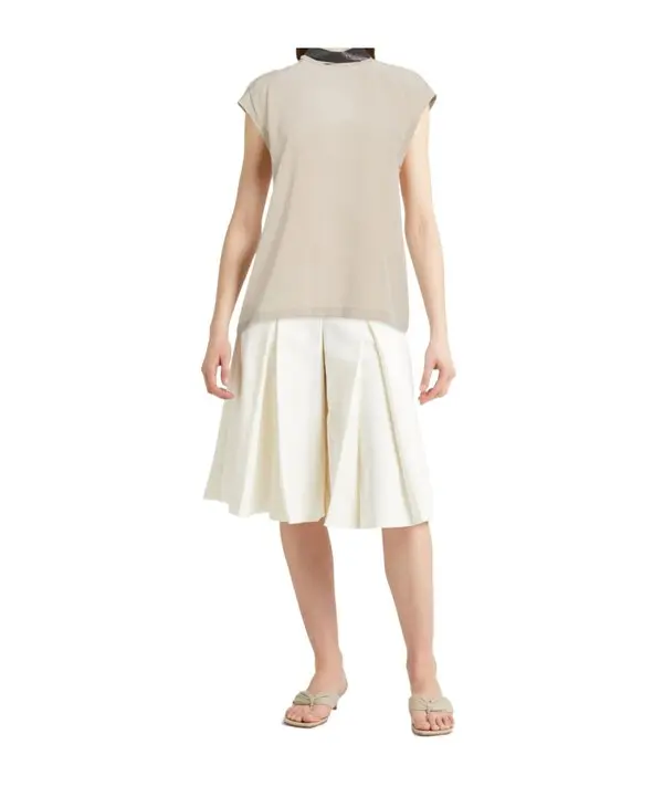 Brunello Cucinelli Sleeveless Turtleneck Top With Embellished Detachable Application - No