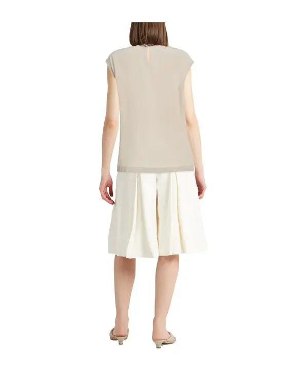 Brunello Cucinelli Sleeveless Turtleneck Top With Embellished Detachable Application - Nude
