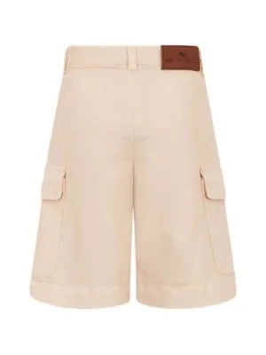 Etro Stretch Cotton Cargo Bermuda Shorts With Logo