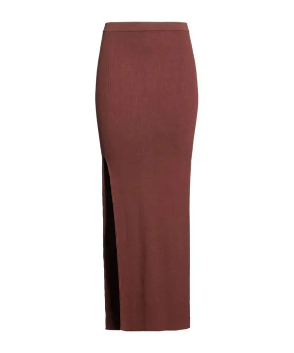 Rick Owens Ribbed Knit Maxi Skirt With Slit