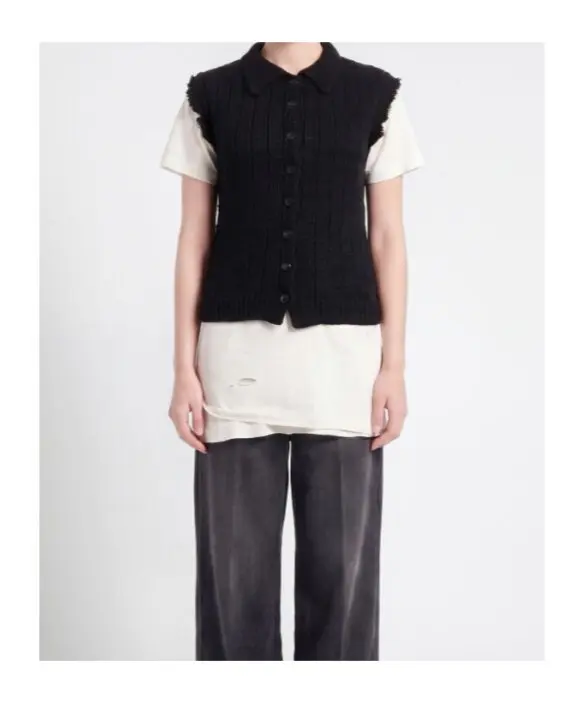 MAISON MARGIELA Two-tone Knit Short-sleeve Top