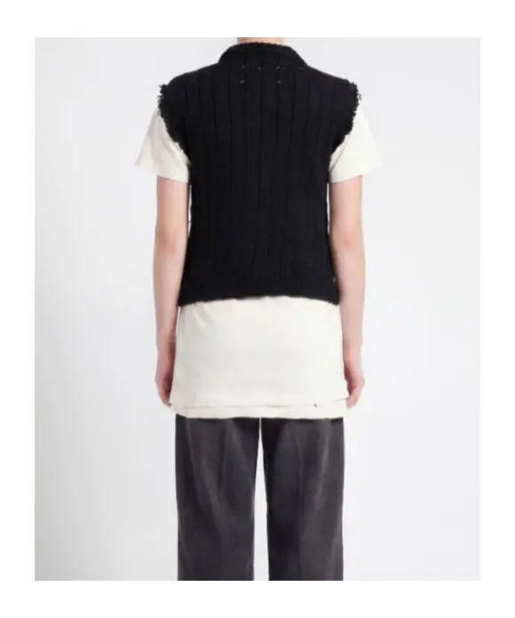 MAISON MARGIELA Two-tone Knit Short-sleeve Top