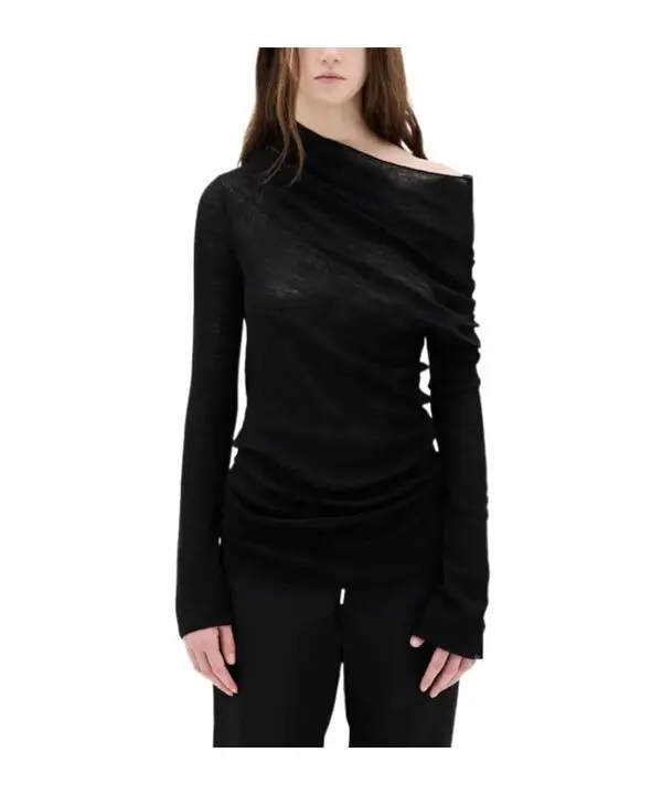 ANN DEMEULEMEESTER Drop-shoulder Long-sleeve Top - Black