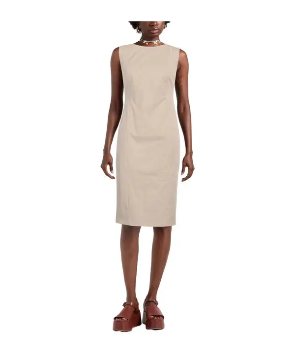 Max Mara Sleeveless Crewneck Twill Dress