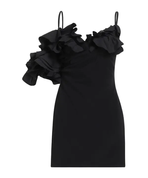 Jacquemus One-shoulder Ruffled Mini Dress - Black