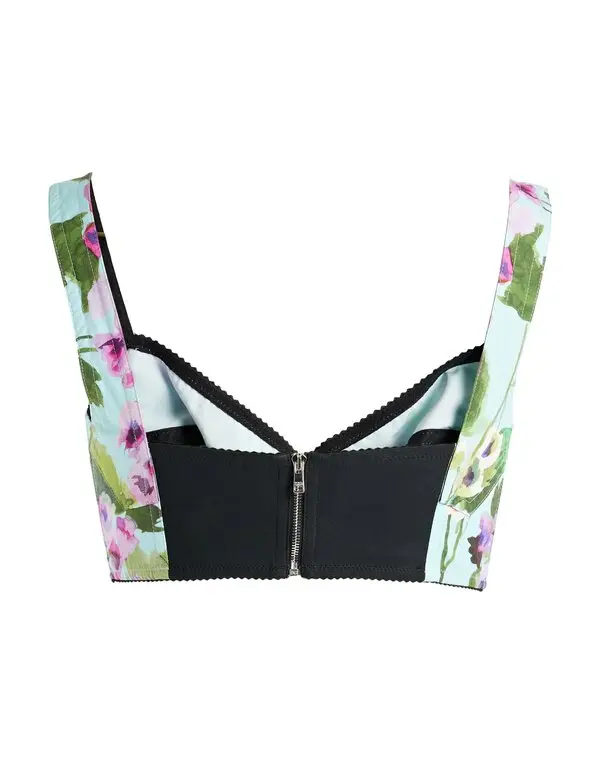 Dolce & Gabbana Floral Print Sweetheart Neckline Cropped Top