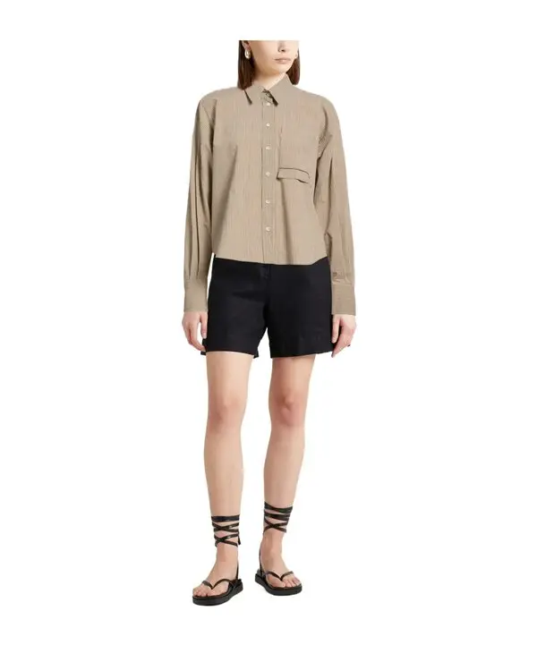 Brunello Cucinelli Striped Cotton Poplin Long Sleeve Shirt