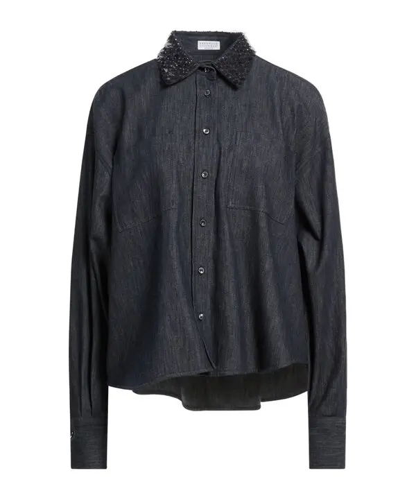 Brunello Cucinelli Sequined Embellished Denim Shirt Jacket