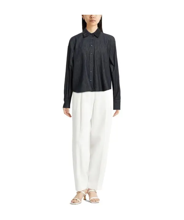 Brunello Cucinelli Sequined Embellished Denim Shirt Jacket