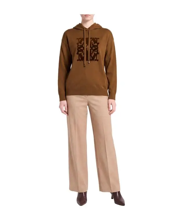 Max Mara Printed Wool Hoodie - Brown