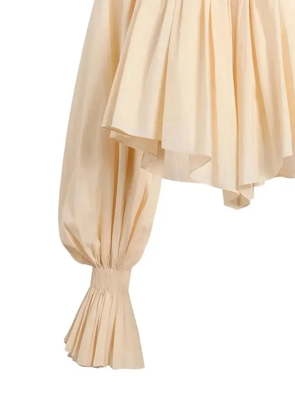 Khaite Durer High Neck Blouse With Gathered Cuffs - Nude