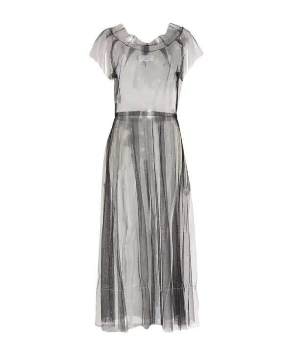 MAISON MARGIELA Pleated Tulle Short Sleeve Dress