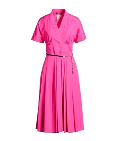Max Mara Pleated Midi Dress With V-neck And Belt