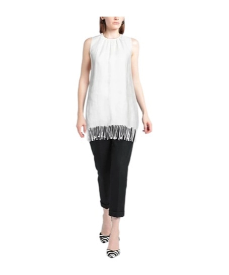 Max Mara Sleeveless Linen Jacket With Fringes