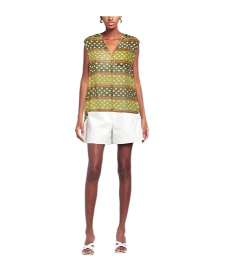 Marni Polka Dot V-neck Short Sleeve Top