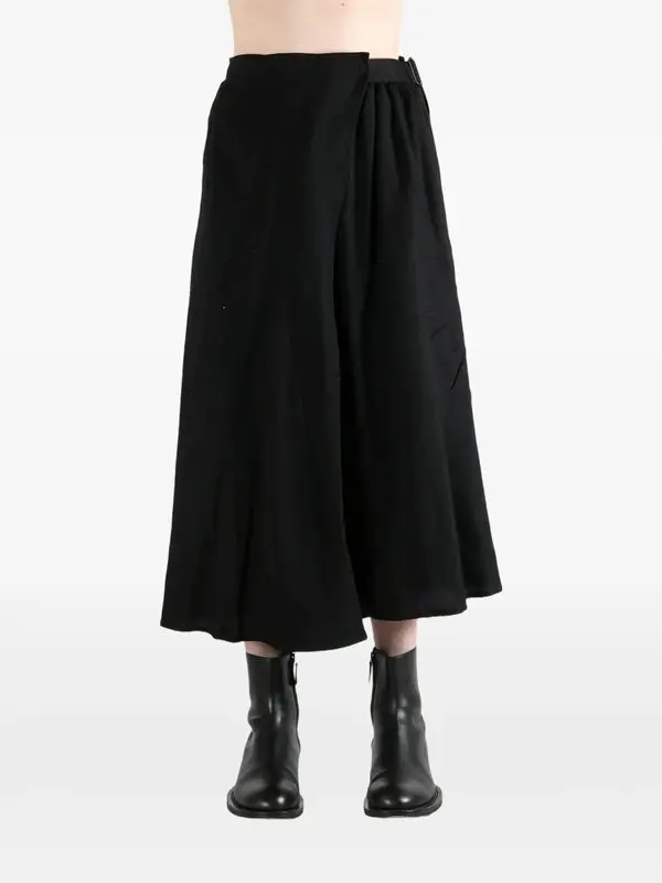 Yohji Yamamoto Wrap-design Sunburst-pleat Skirt