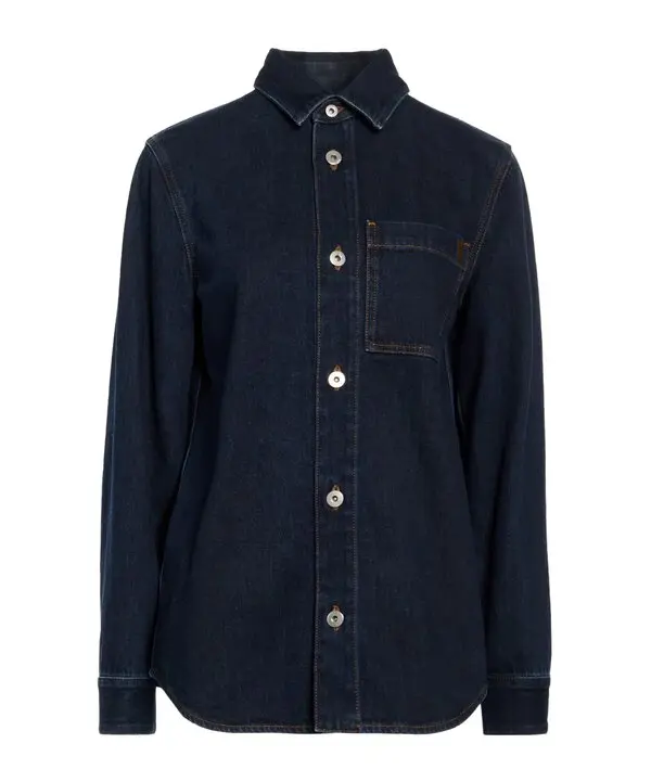 Burberry Denim Shirt With Embroidered Logo - Blue