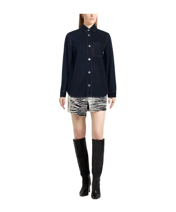Burberry Denim Shirt With Embroidered Logo