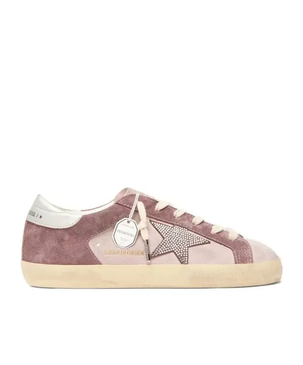 GOLDEN GOOSE Super-star Suede Crystal Glitter Sneakers - Nude