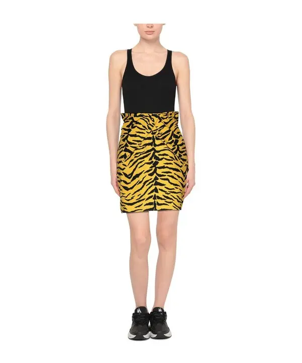 Saint Laurent Zebra Print Crepe Mini Skirt