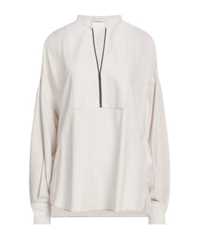 Brunello Cucinelli V-neck Long-sleeved Shirt - Grey