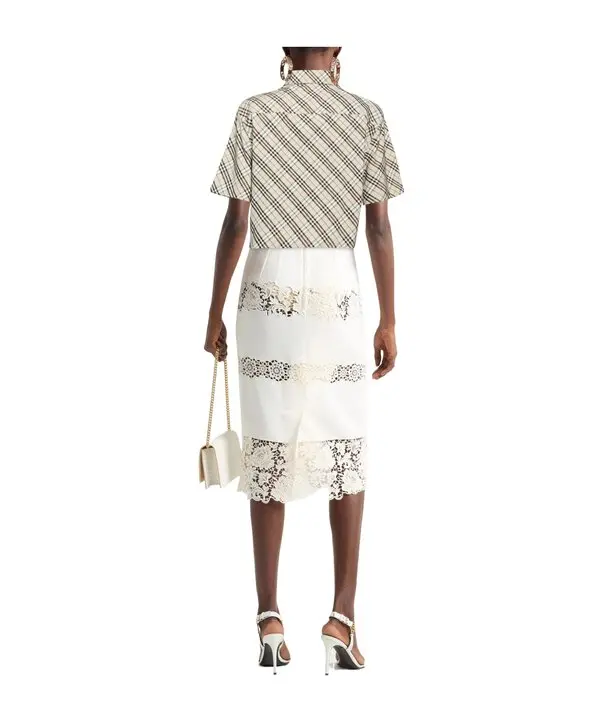 Burberry Short-sleeve Checkered Poplin Shirt With Embroidered Logo