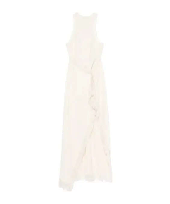 Nanushka Rayen Frayed Draped Midi Dress - White