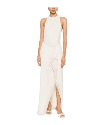 Nanushka Rayen Frayed Draped Midi Dress